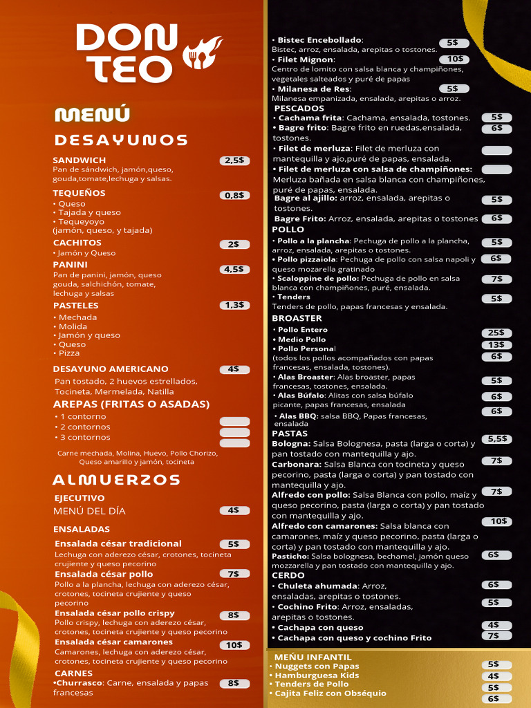 Menú actualizado | PDF | Salchicha | Tocino