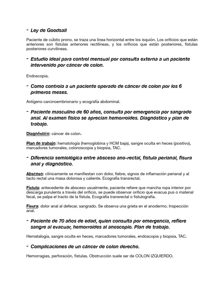 7.Colon, Recto y Ano (Preguntas) | PDF | Cáncer colonrectal | Hemorroides