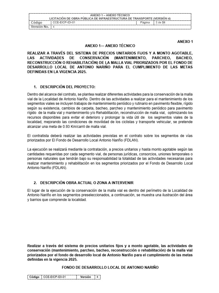 Anexo 1 - Anexo Tecnico | PDF | Contratista general
