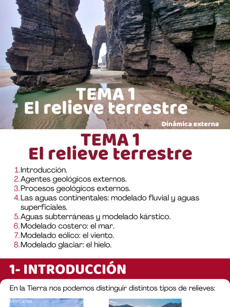 3ESO TEMA 1 El Relieve Terrestre 01 | PDF | Meteorización | Erosión
