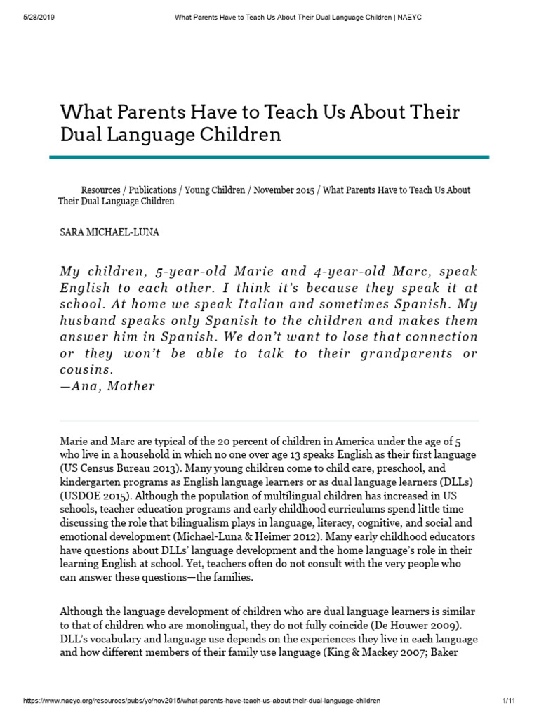 What Parents Have To Teach Us About Their Dual Language Children | PDF ...