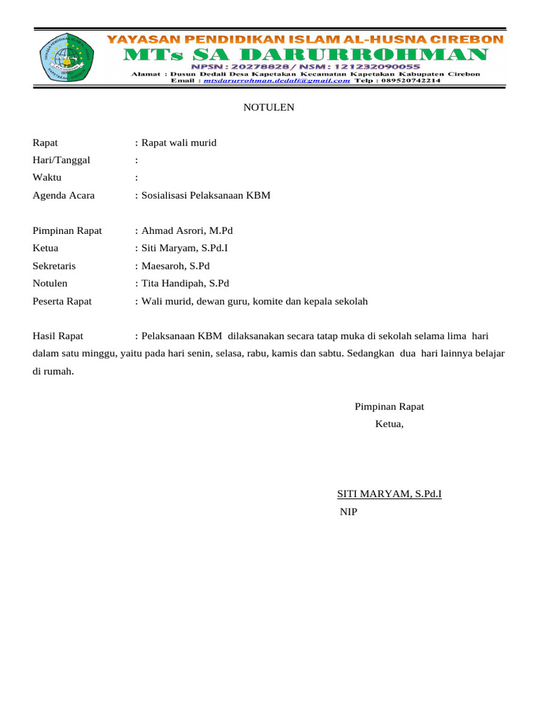 2.2.2.c NOTULEN RAPAT (Briefing) Kegiatan | PDF