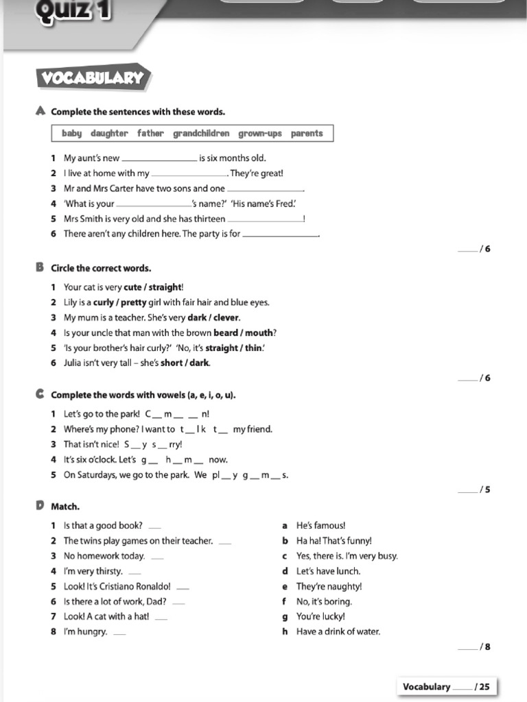 ΤΕΣΤ 1 Amazing English 1 | PDF