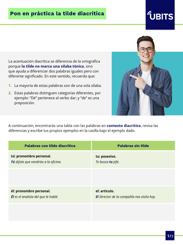 Pon en Práctica La Tilde Diacrítica... | PDF | Pronombre | Unidades ...