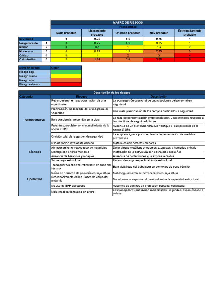 S06 Matriz Descripción Y Análisis De Riesgos Pdf