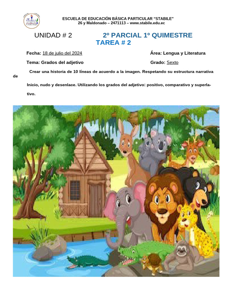 6to Leg Julio 6 Tarea 2 Grados Del Adjetivo | PDF