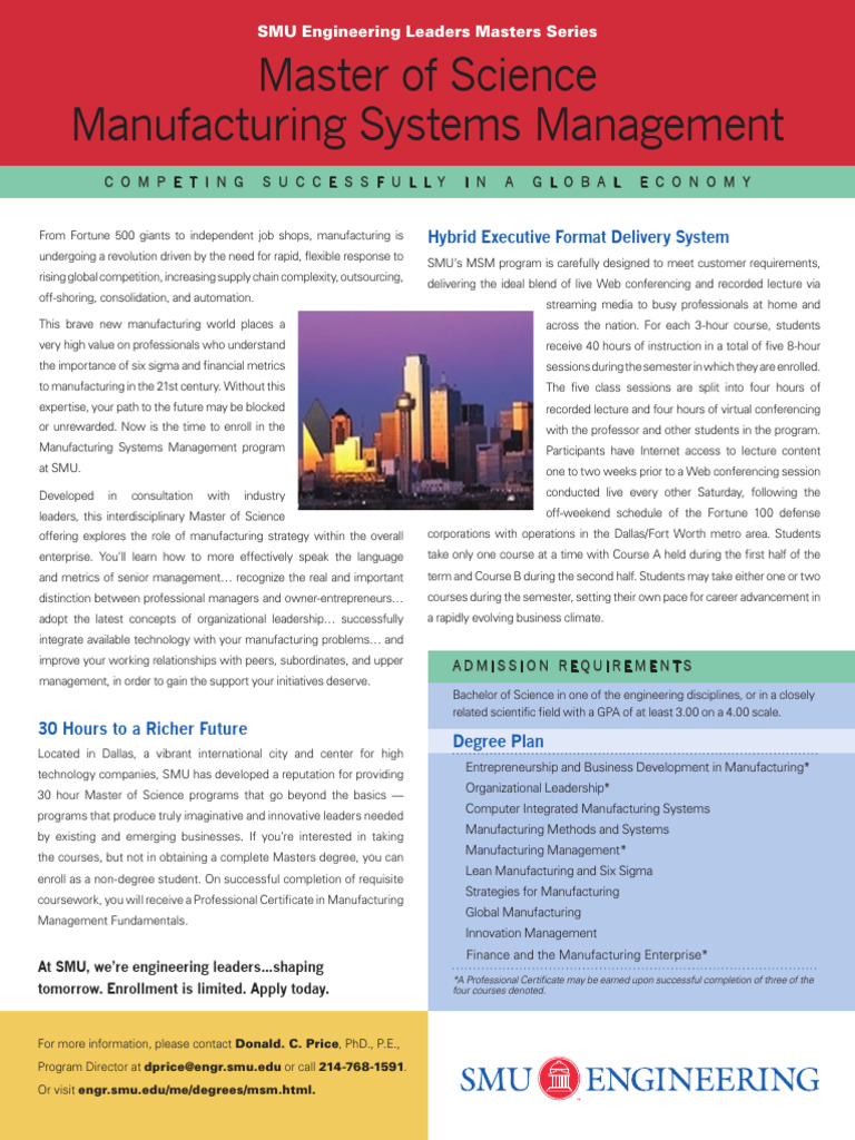 Master’s in Manufacturing Systems Management | PDF | Business | Economies