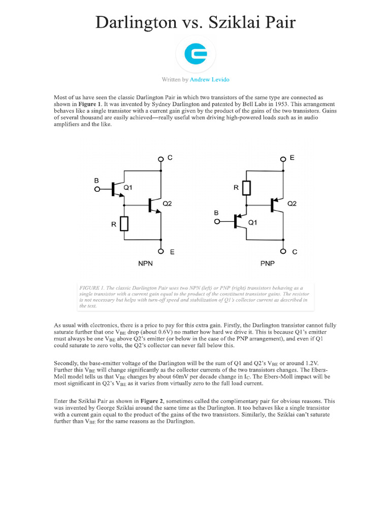 Darlington vs. Sziklai Pair | PDF
