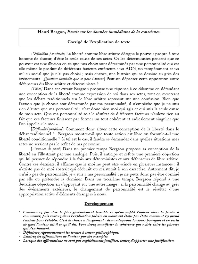 Liberté et déterminisme chez Bergson | PDF | Déterminisme | Libre arbitre