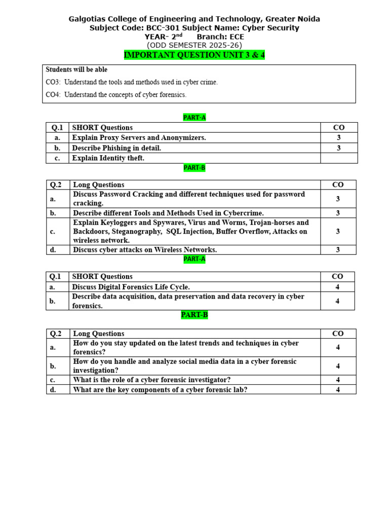 import question unit 3 & 4 cyber security | PDF | Security | Computer Security