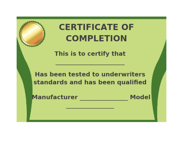 Certificate of Completion and Compliance Template | PDF