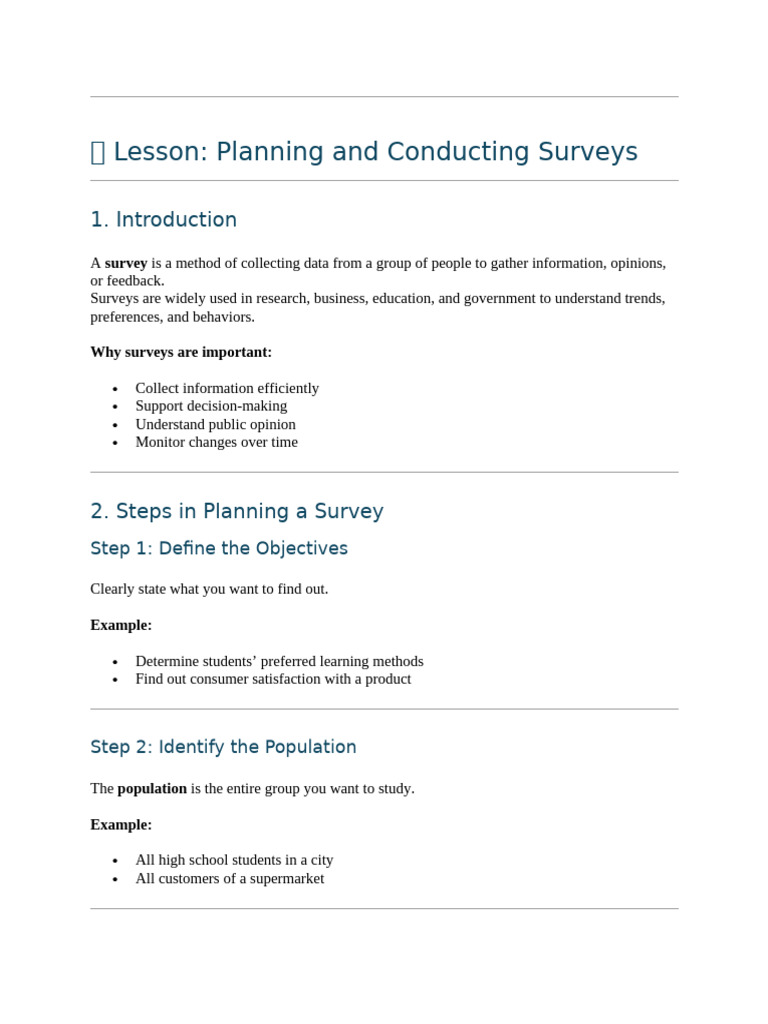 Survey Planning and Execution Guide | PDF | Survey Methodology ...
