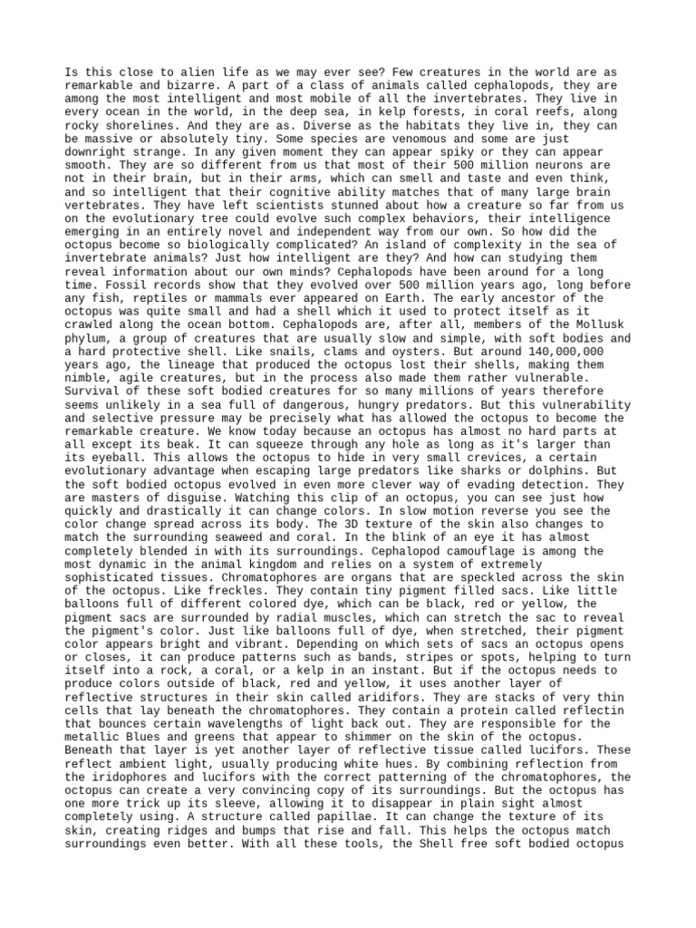 Is This Close to Alien Life as We m | PDF | Octopus | Intelligence