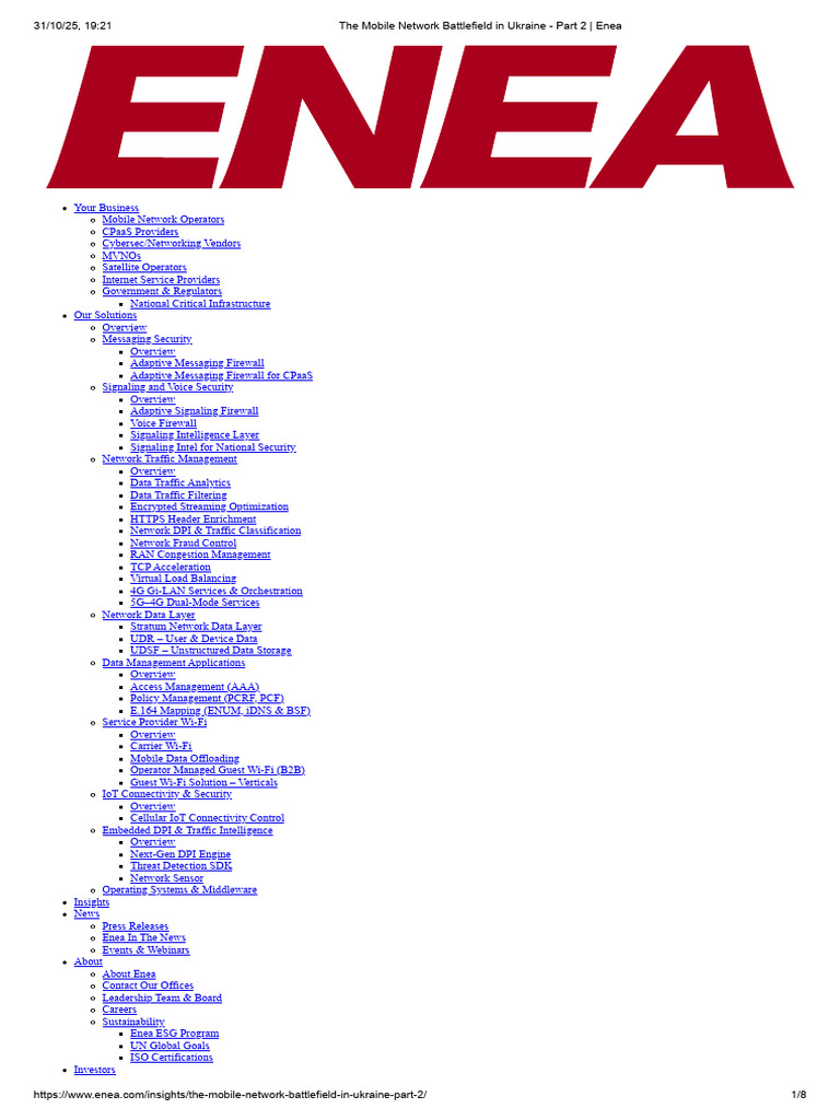 The Mobile Network Battlefield in Ukraine - Part 2 - Enea | PDF ...