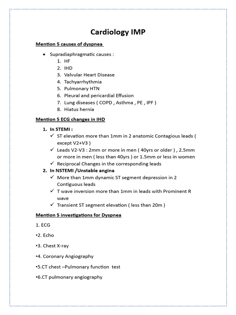 Cardiology IMP | PDF | Myocardial Infarction | Heart
