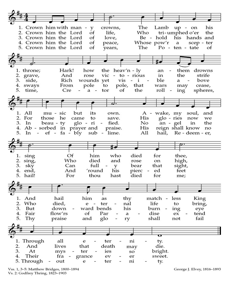 Crown Him With Many Crowns (CM5 492) | PDF
