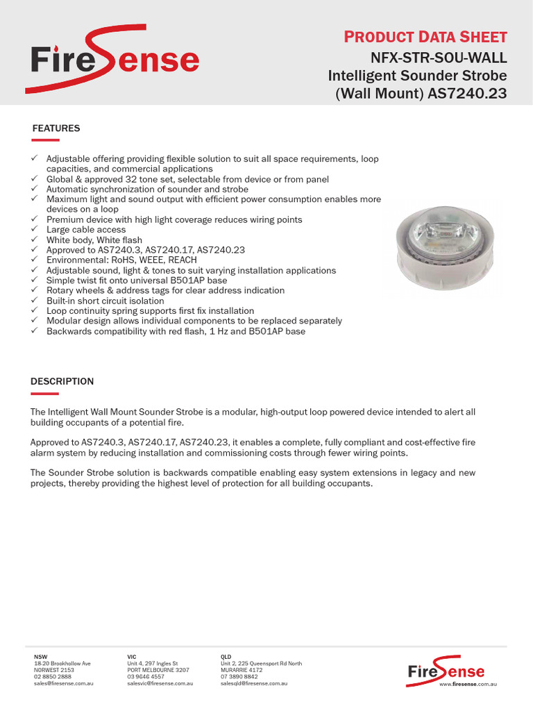 Intelligent Wall Mount Sounder Strobe | PDF | Flash (Photography) | Electrical Wiring