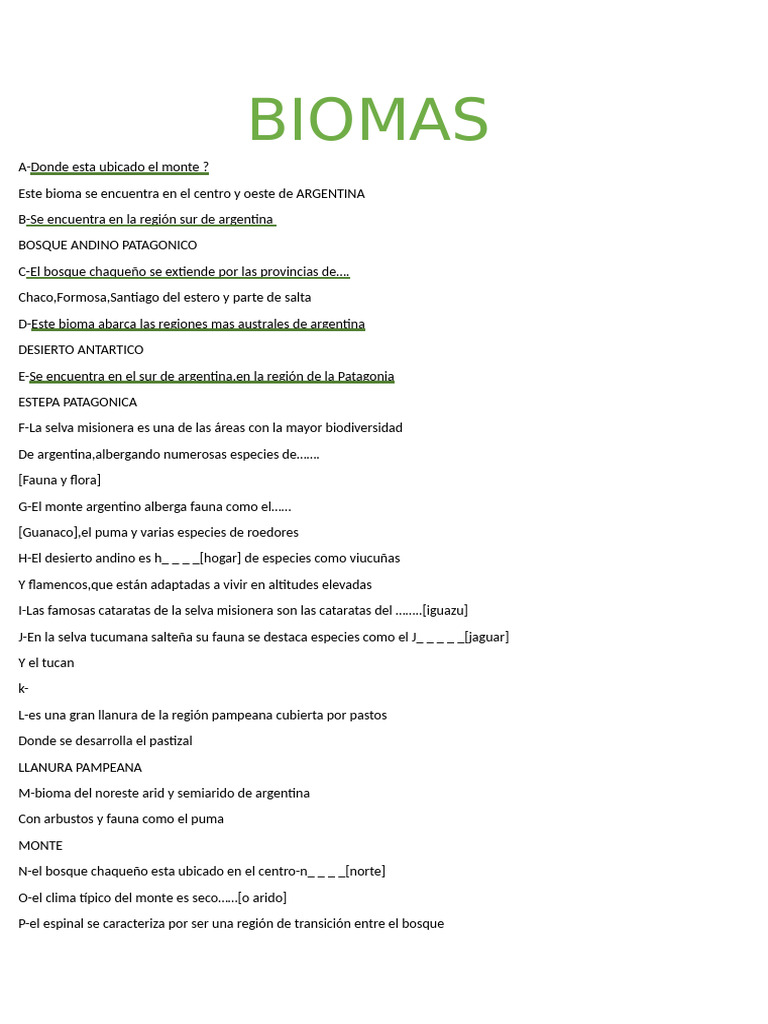 Biomas de Argentina: Diversidad y Ubicación | PDF