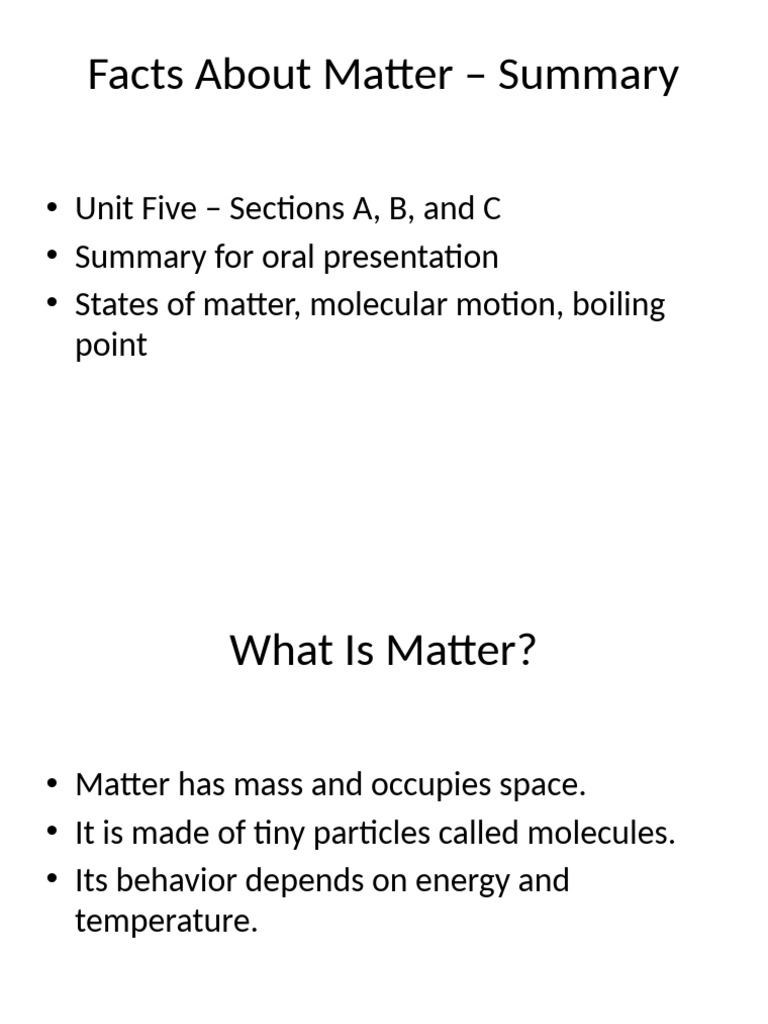 Facts About Matter English | PDF