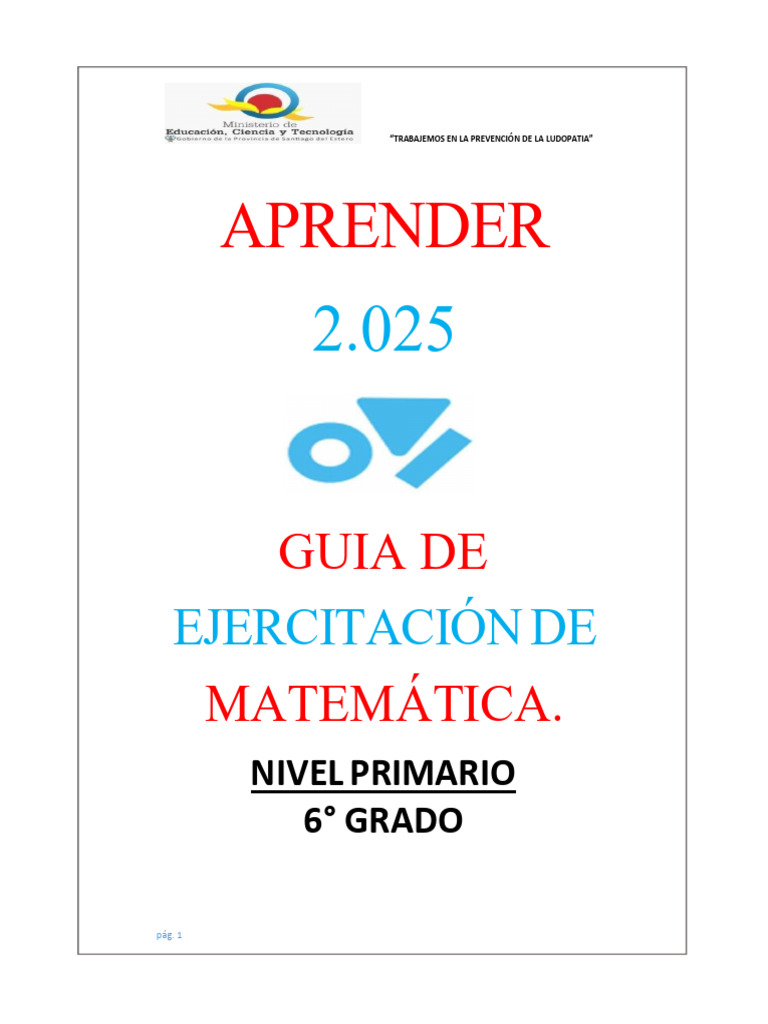 Cartilla Aprender Matematica 6º Grado 2025 | PDF