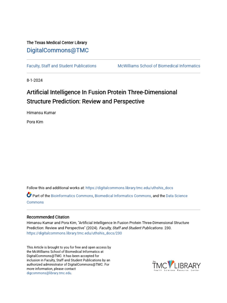 Artificial Intelligence in Fusion Protein Three-Dimensional Struc | PDF ...