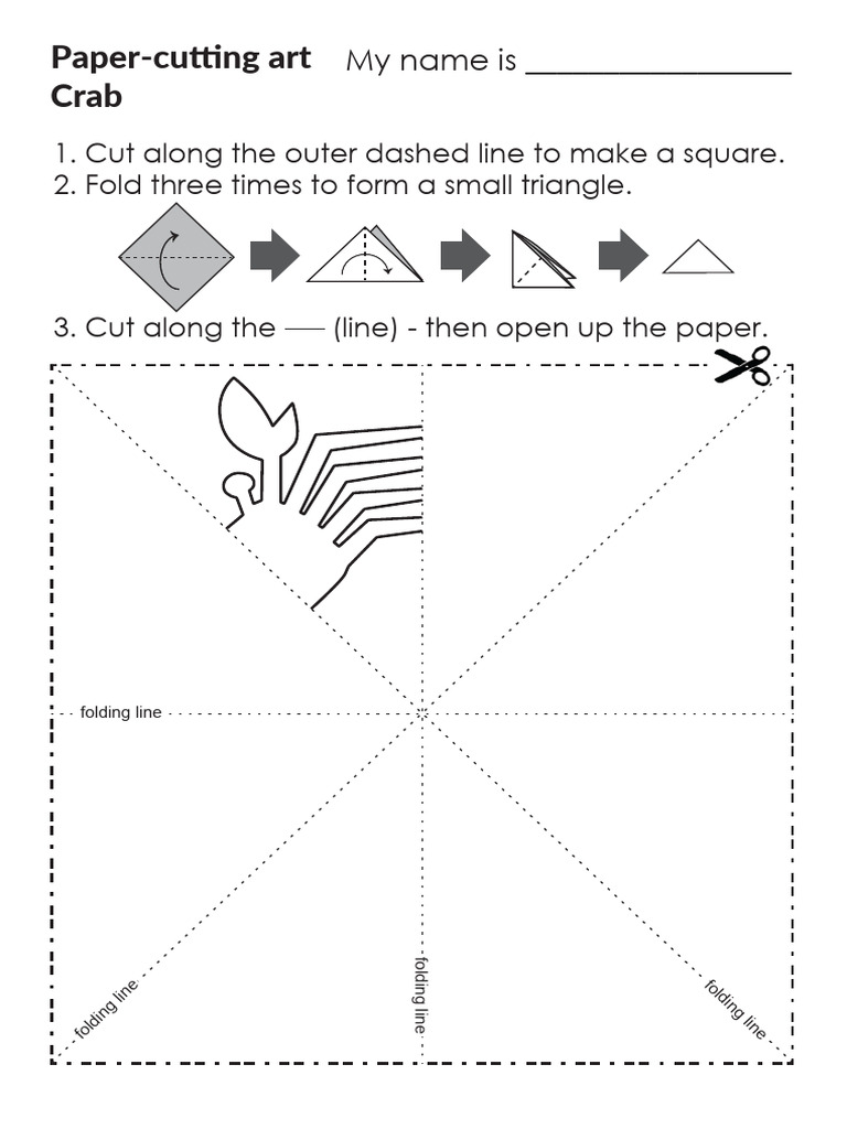 Paper-Cutting Art: Crab Instructions | PDF