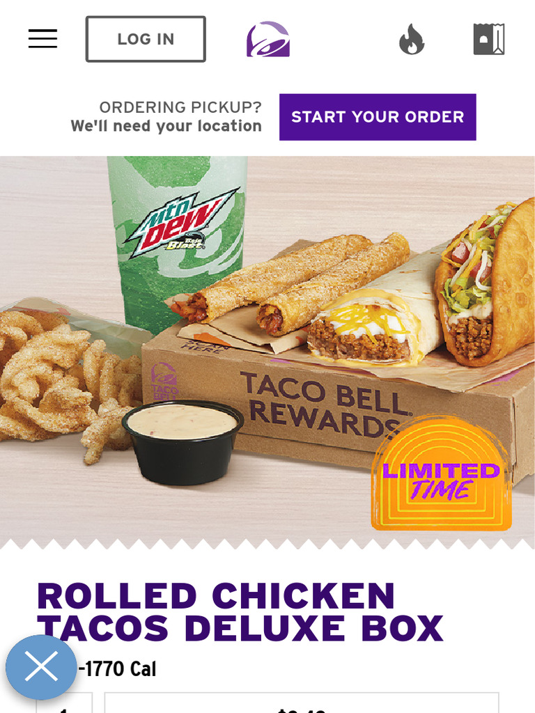 Rolled Chicken Tacos Deluxe Box - Order Online Taco Bell® | PDF