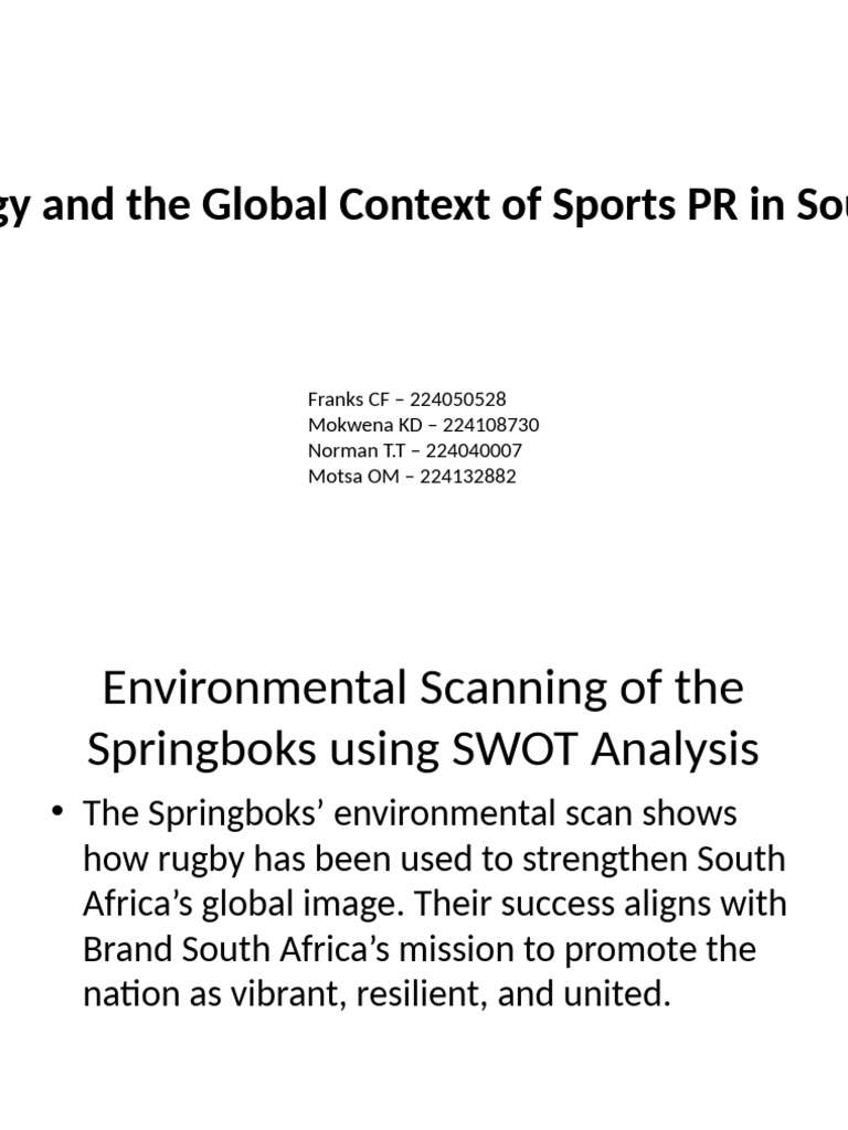 Springboks' PR Strategy and SWOT Analysis | PDF | Social Psychology