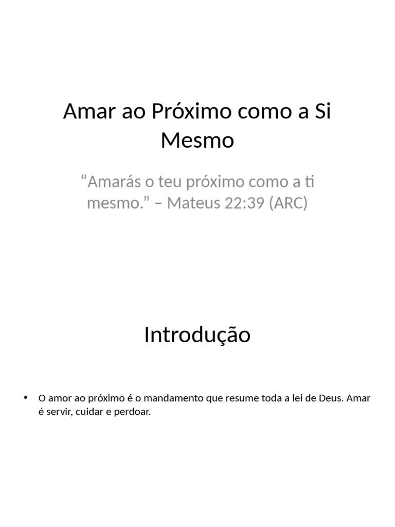 Amar Ao Próximo Como A Si Mesmo... | PDF