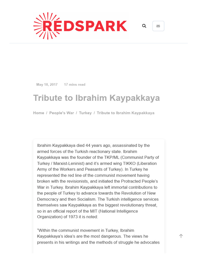 Tribute To Ibrahim Kaypakkaya - REDSPARK | PDF | Political Spectrum ...
