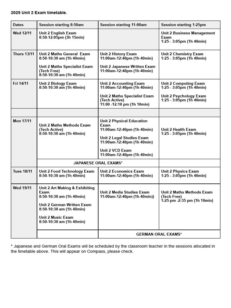 _Semester_2_2025_-_Year_11_exam_timetable.docx | PDF | Learning