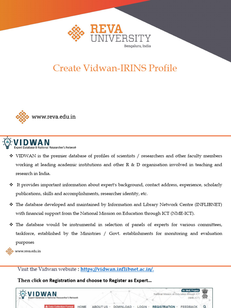 How to Create a Vidwan-IRINS Profile | PDF