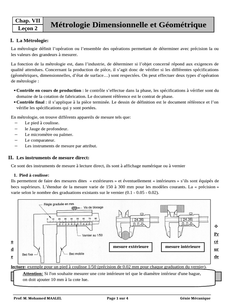 Introduction à la Métrologie et Instruments | PDF | Métrologie