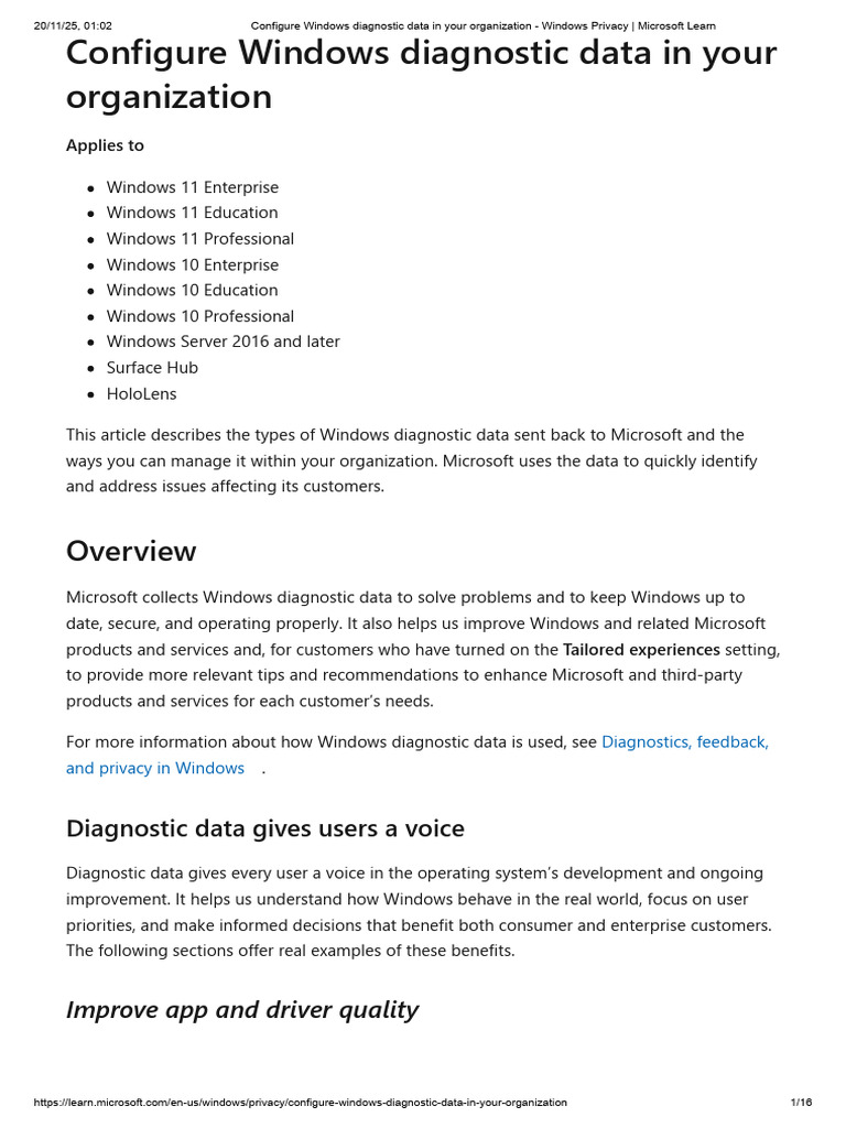 Configure Windows Diagnostic Data in Your Organization | PDF ...