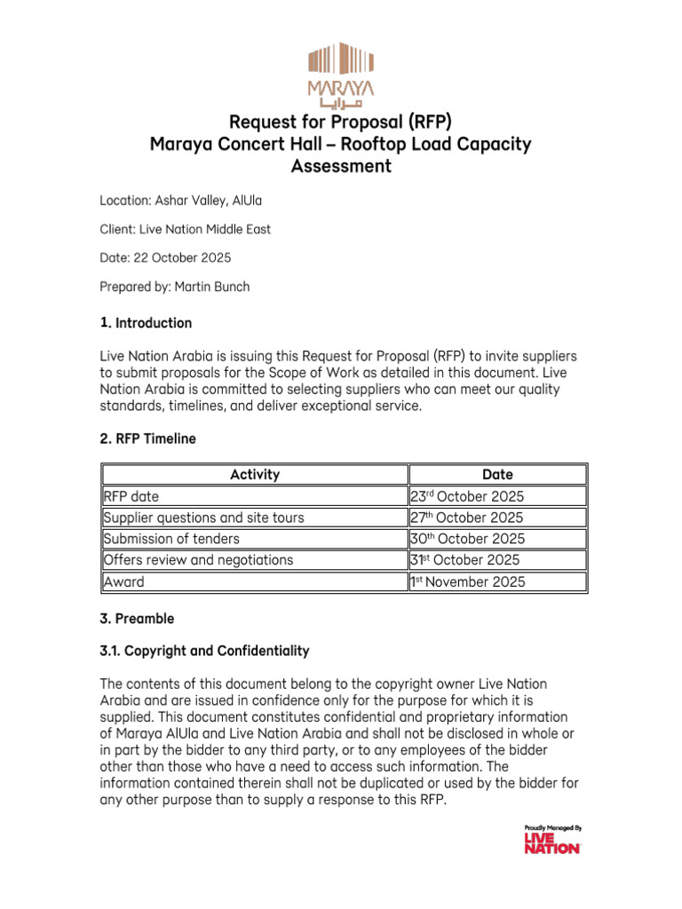 RFP Maraya Rooftop Load Capacity Assesement | PDF