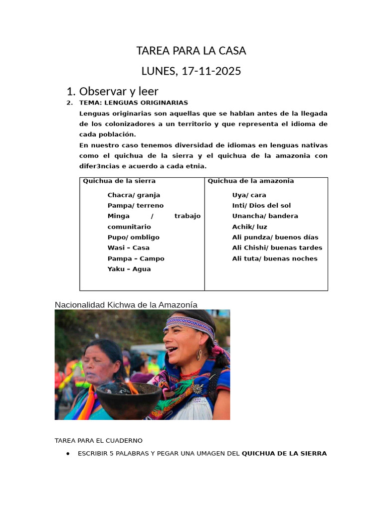 Tarea para La Casa 17 de Noviembre | PDF