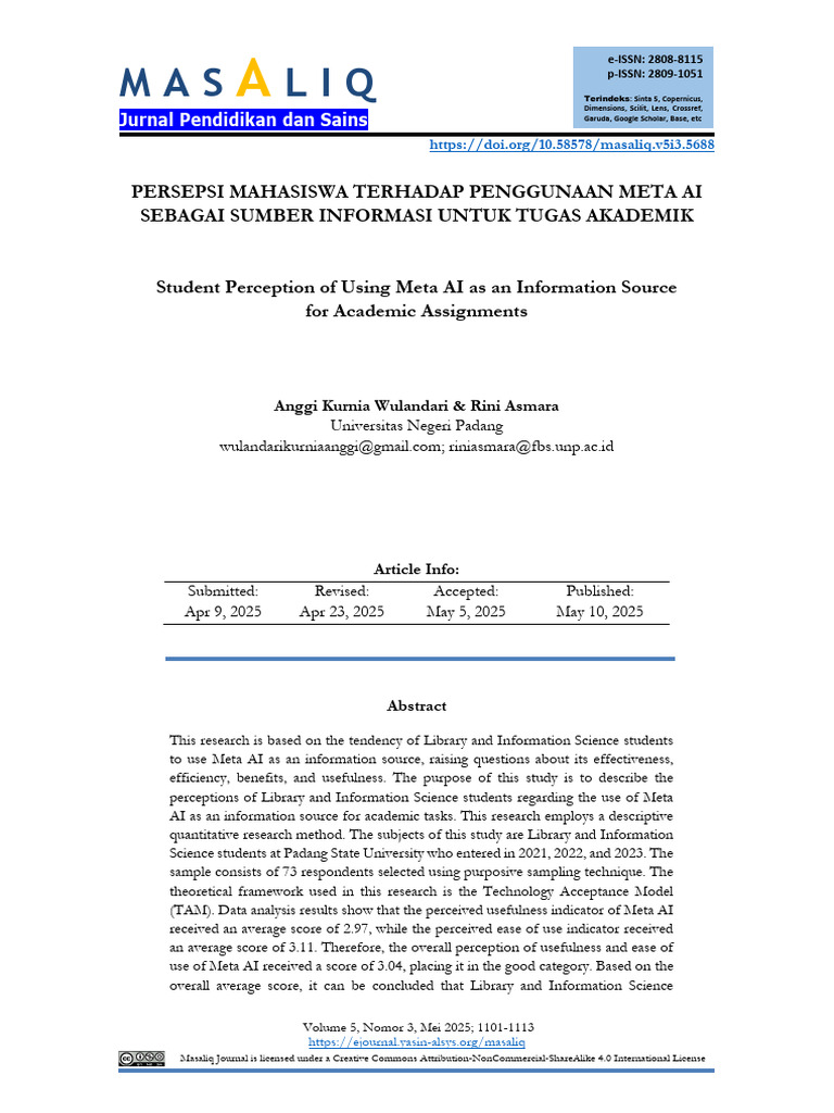 Persepsi Mahasiswa Terhadap Penggunaan Meta AI Seb (1) | PDF