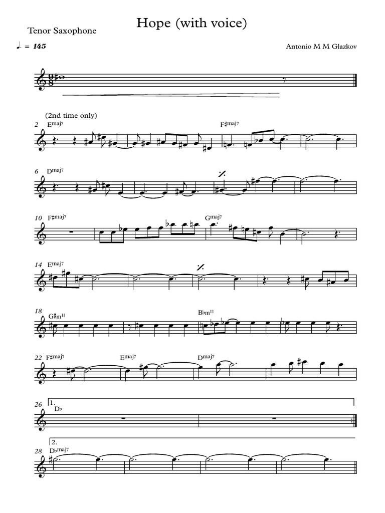 Hope With Voice - Tenor Saxophone | PDF