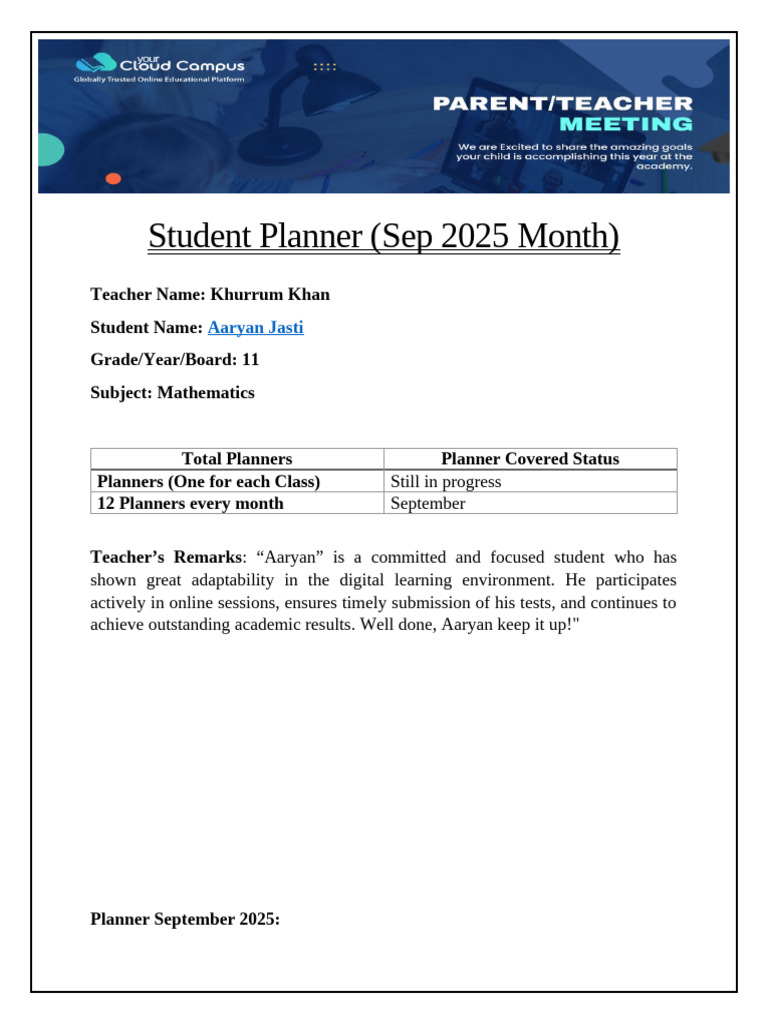 September 2025 Student Planner: Math | PDF | Trigonometry | Function ...
