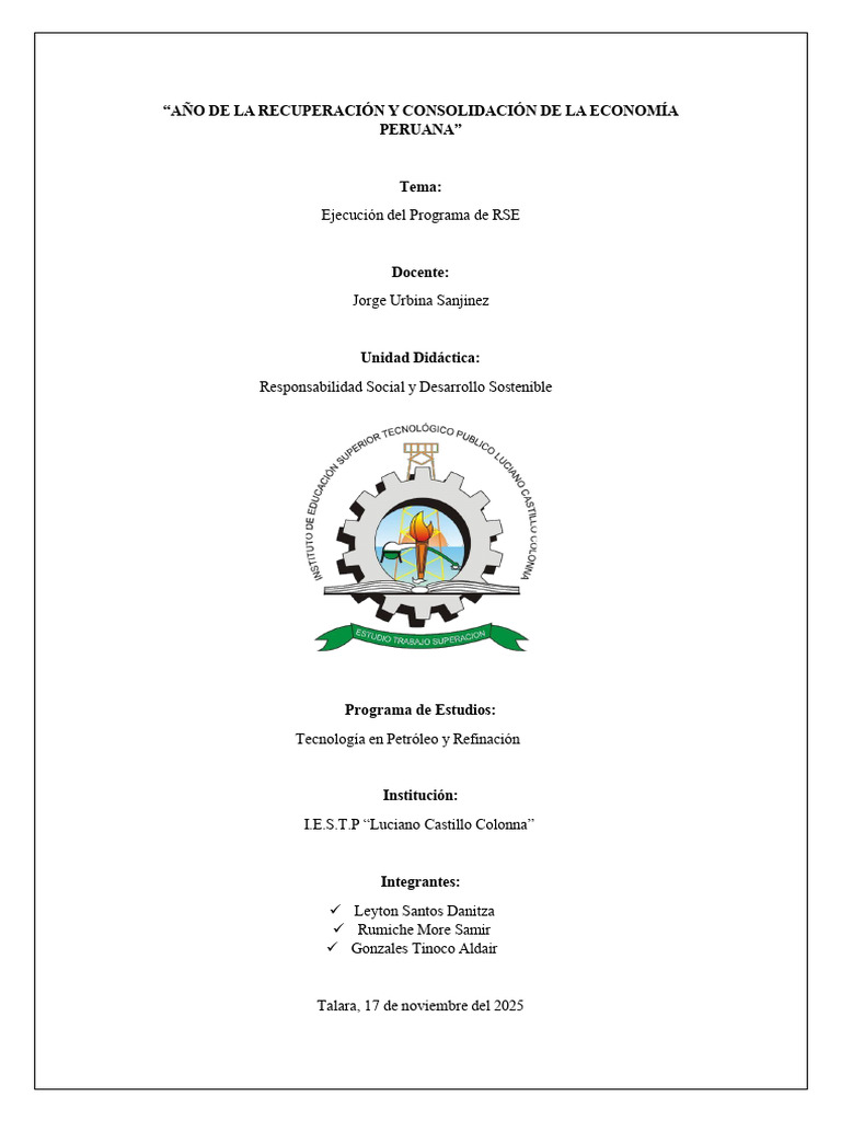 Ejecución Del Programa de RSE | PDF | Responsabilidad social ...