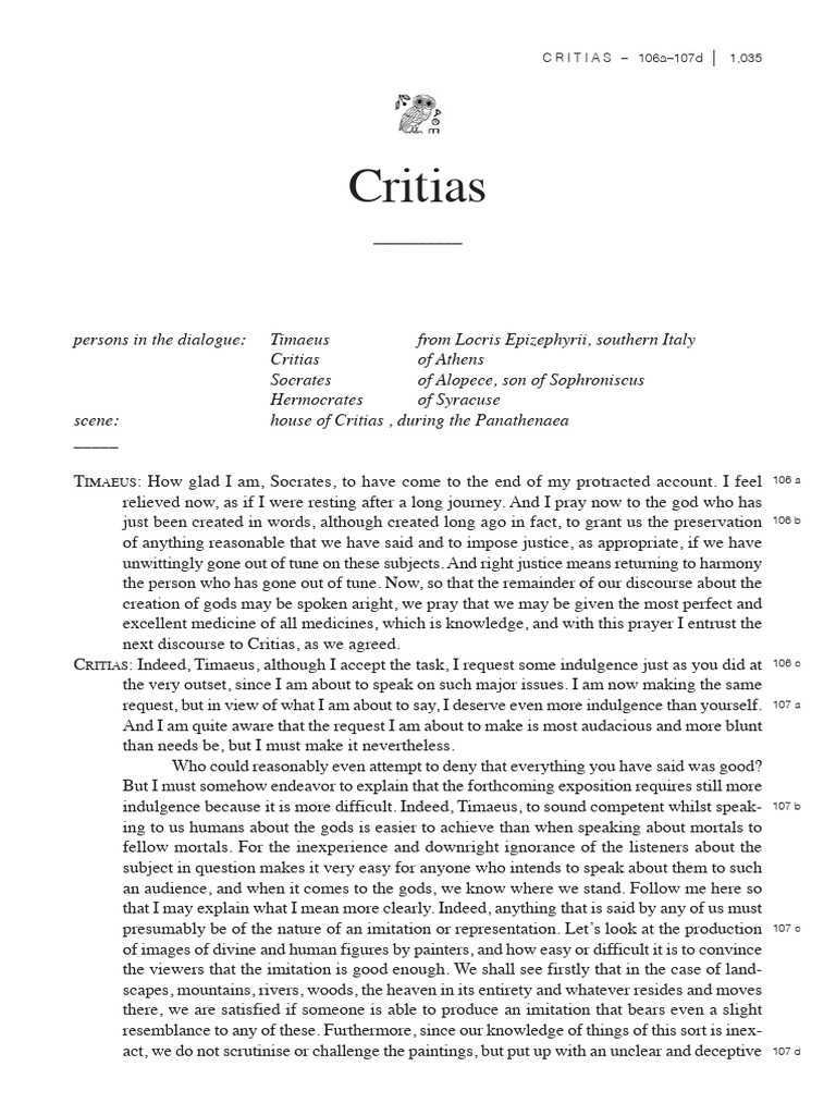 Critias: Atlantis and Divine Discourse | PDF