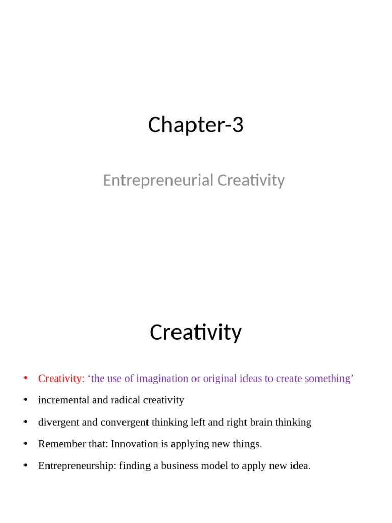 Entrepreneurial Creativity Insights | PDF | Creativity | Thought