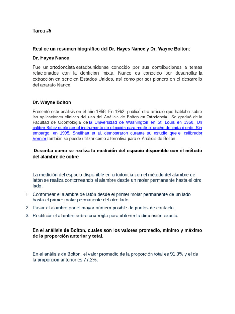 Tarea #5 de Ortodoncia Upch | PDF | Diente | Ortodoncia