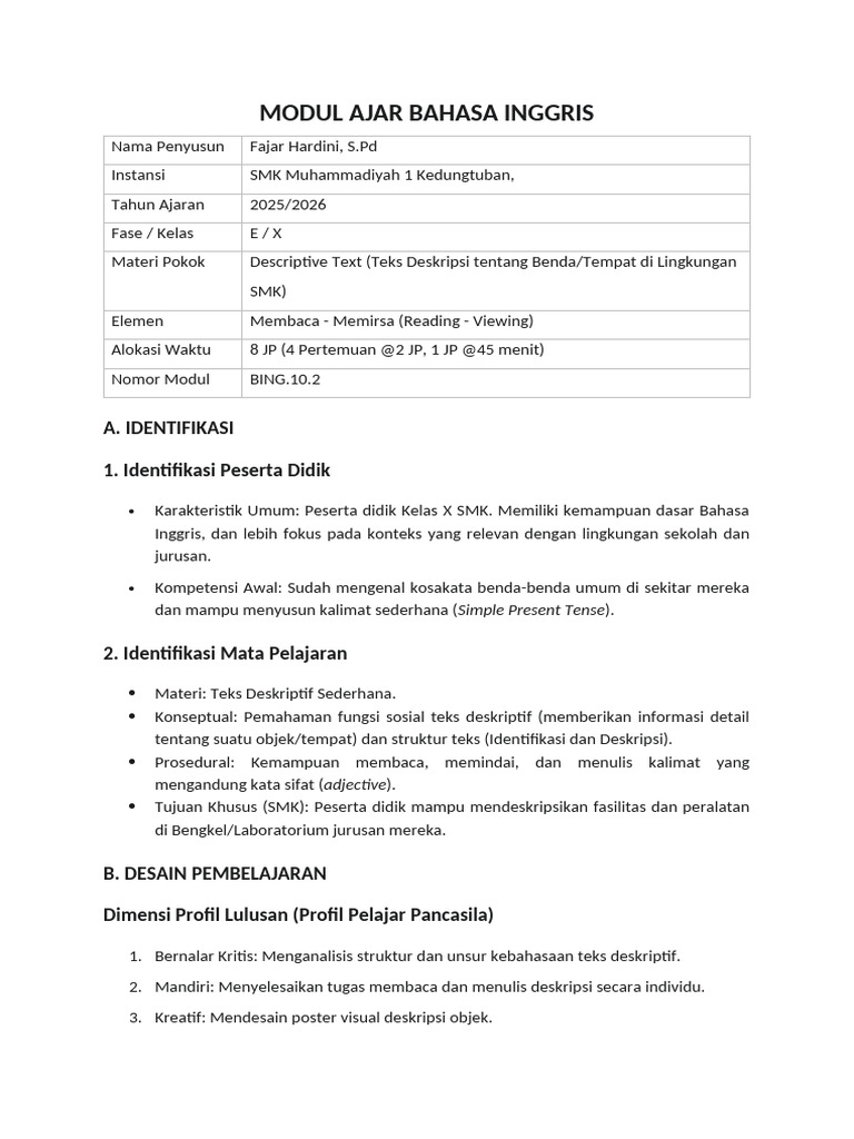 1. Modul Ajar Bing.x.2 | PDF