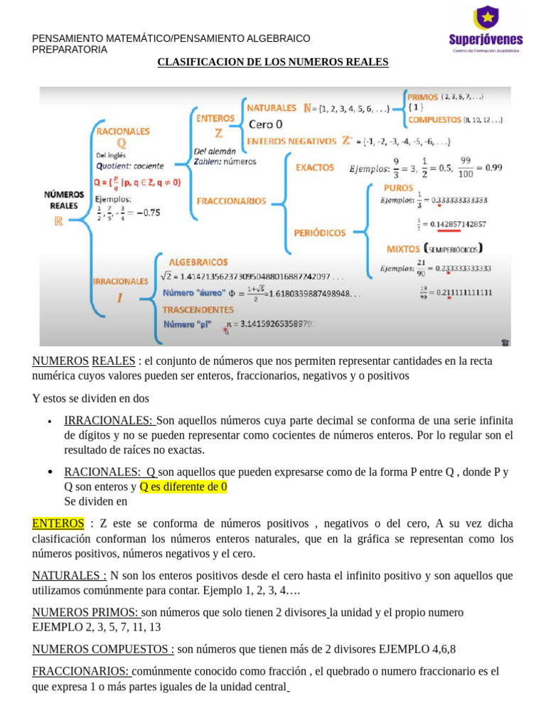 Clasificacion de Los Numeros Reales | PDF | Número Real | Números