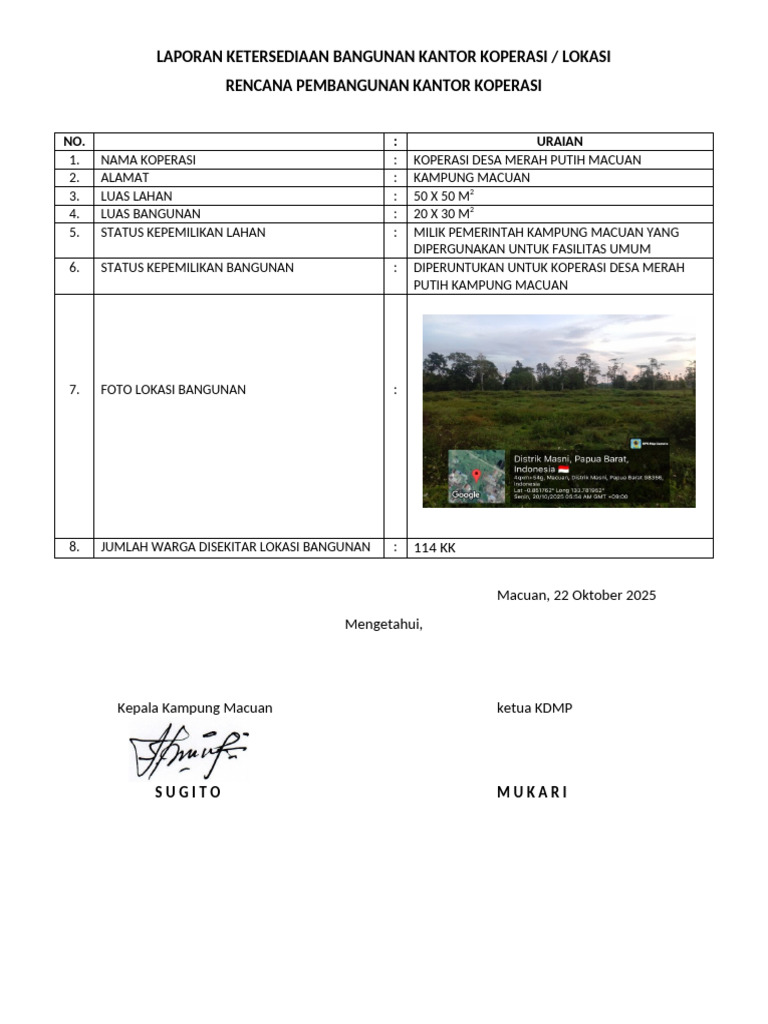 Denah Kantor Koperasi Merah Putih | PDF