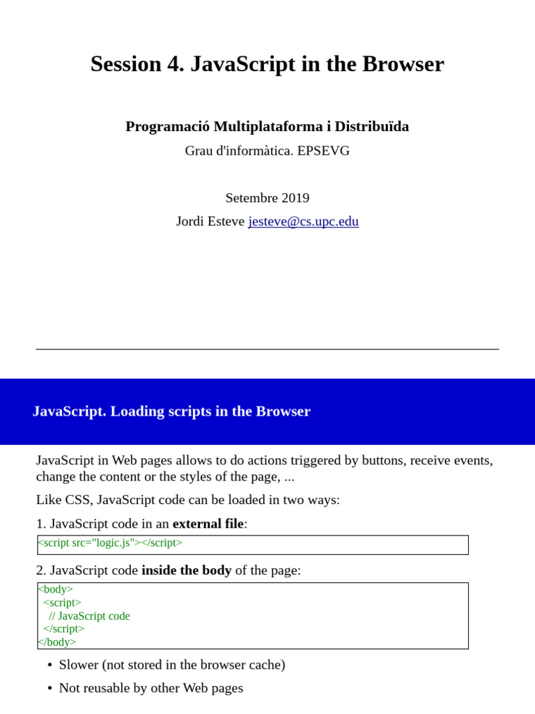 Session4 Javascript Browser | PDF | Document Object Model | Html