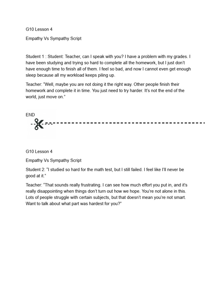 G10 Lesson 4 Empathy Vs Sympathy | PDF