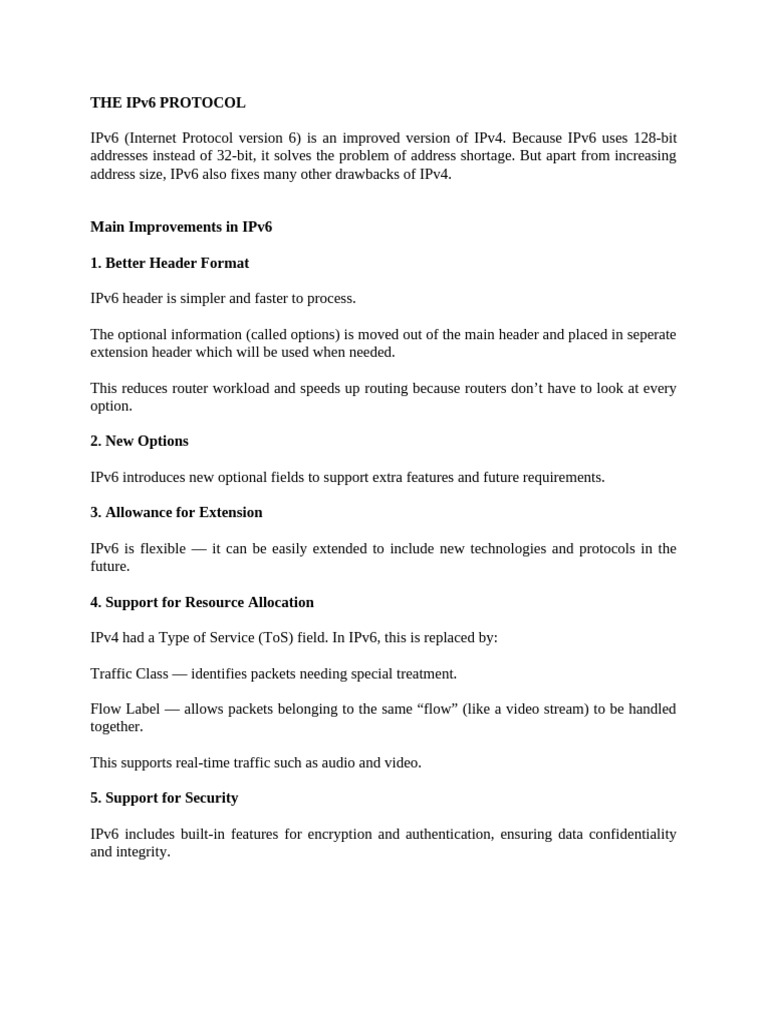 The Ipv6 Protocol | PDF | I Pv6 | Internet Protocols