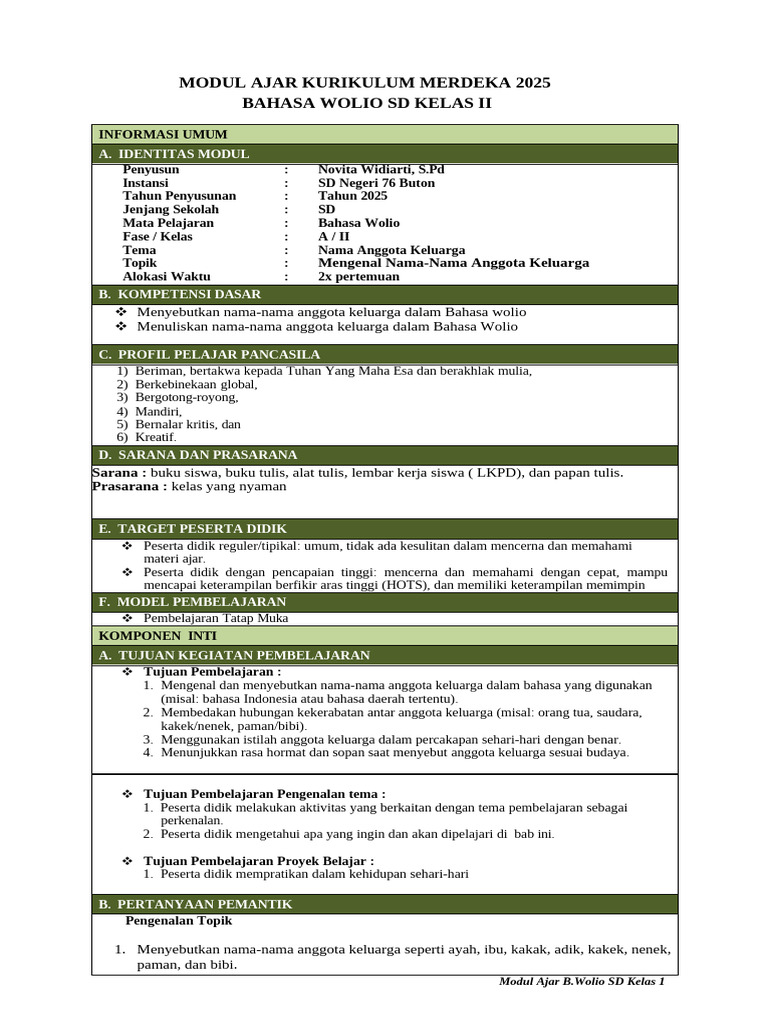 Modul 1 Kelas 2 | PDF